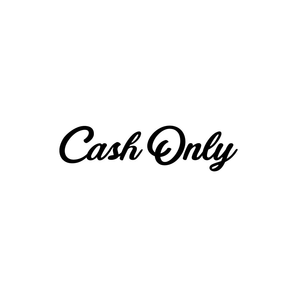 Cursive Cash Only Decal Stickers - Peeler Stickers